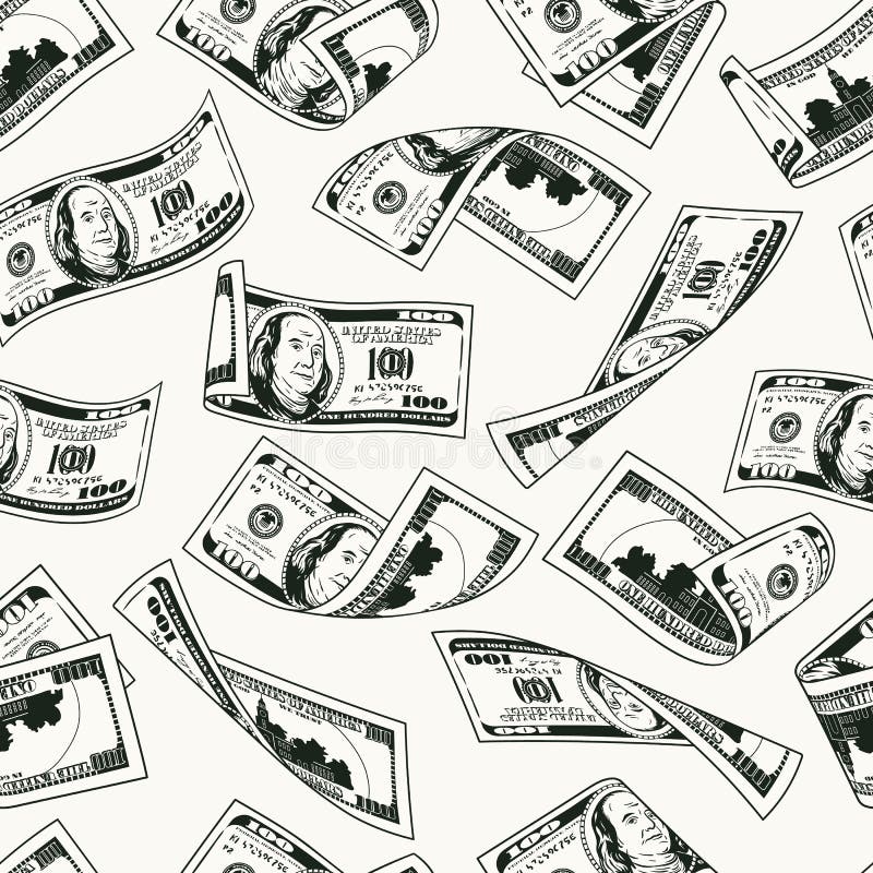Money Seamless Pattern with 100 US Dollar Bills Stock Vector ...