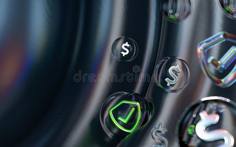 Money Security Check Icon Inside Bubble Geometric Shapes on Abstract ...
