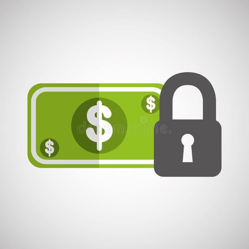 Money Security Concept Padlock Design Icon Stock Vector - Illustration ...