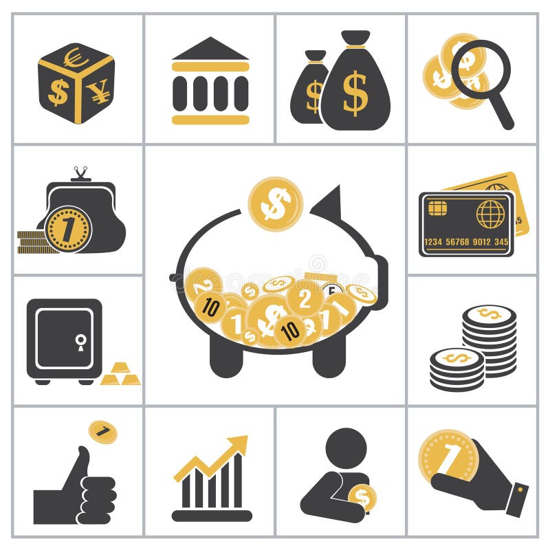 Personal Finance Flat Design Icons Vector Illustration. Stock Vector ...