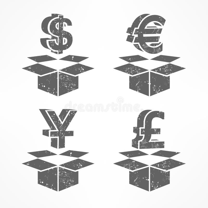Money signs in boxes stock vector. Illustration of grey - 73816941