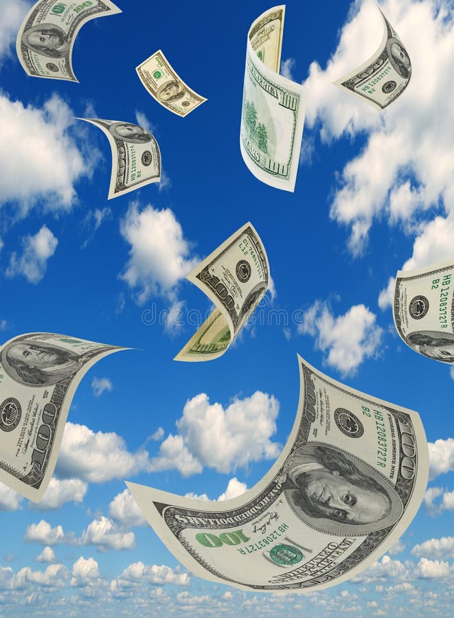 Money in the Sky, Vertical Composition. Stock Image - Image of asset ...