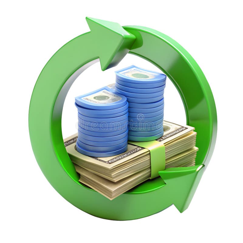 Money Stack with Arrow Icon Stock Illustration - Illustration of econom ...