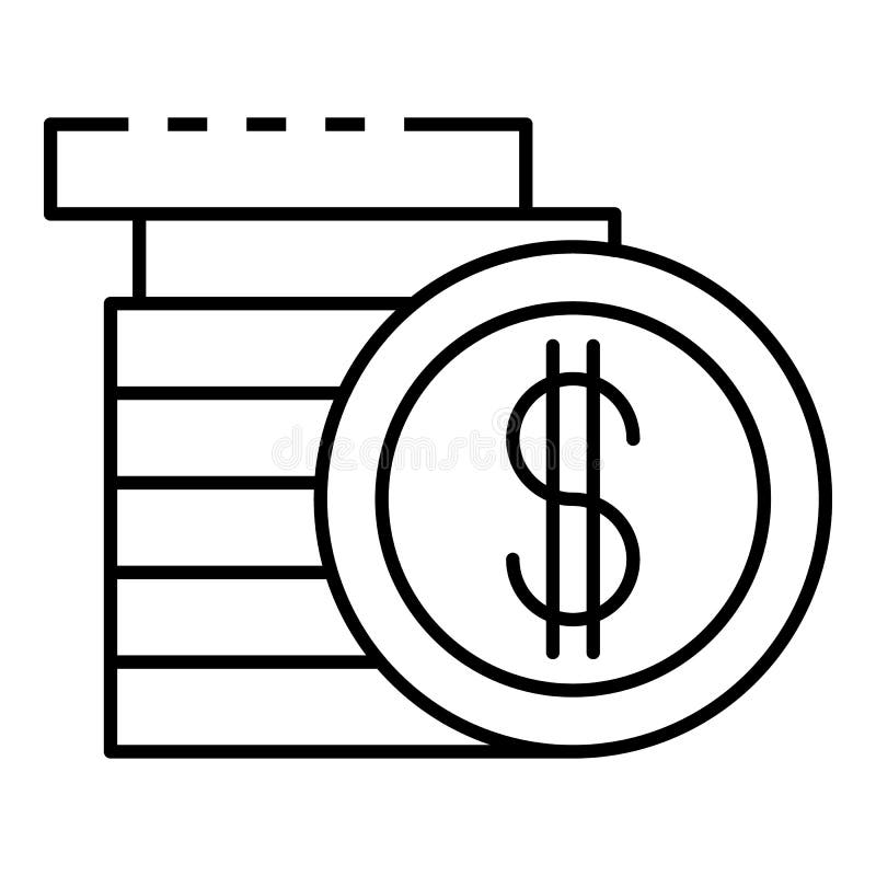 Stack Of Money Icon In Outline Style Isolated On White Background ...