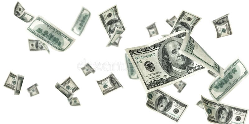 Money Stack. Hundred Dollars of America. Falling Money Isolated, Us ...