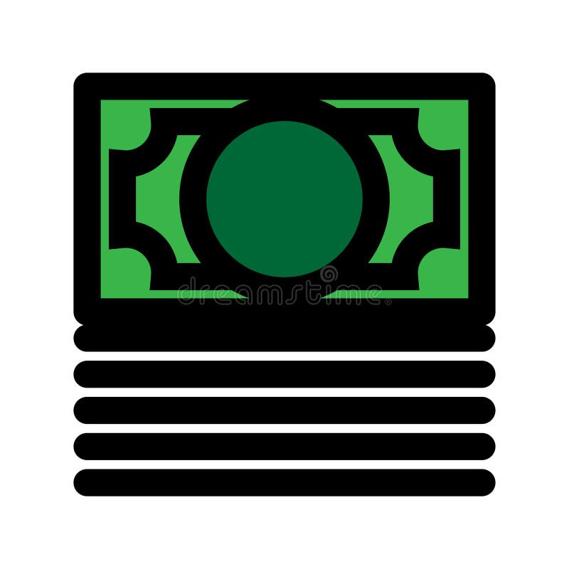 Money Stack Icon Line Isolated on White Background. Black Flat Thin ...