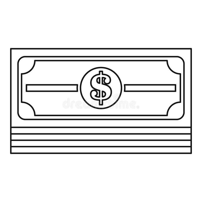 Money Stack Icon, Outline Style Stock Vector - Illustration of loan ...