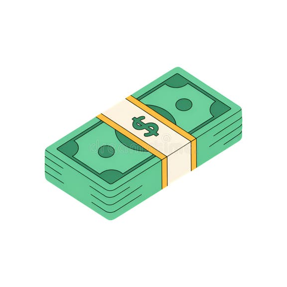 Money Stack with Dollar Sign on White, Isometric Financial Currency ...