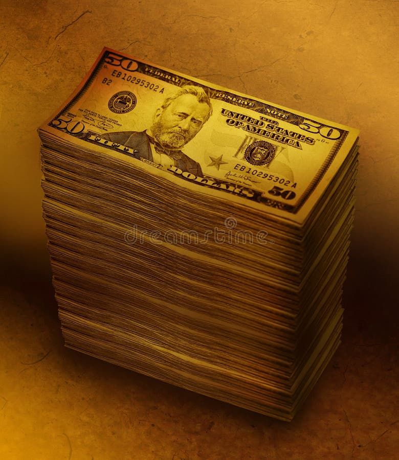 Money Stack Pile on Brown Background Stock Photo - Image of savings ...