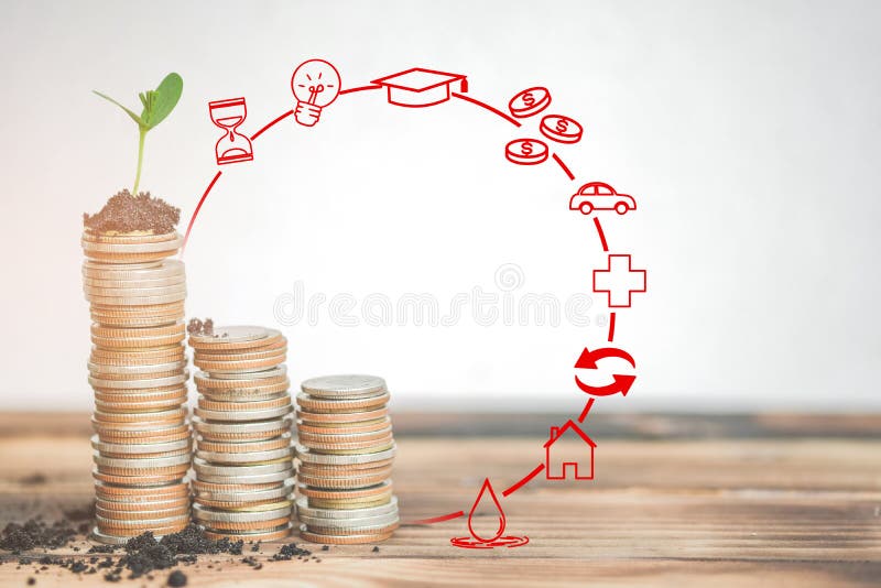 Money Stack Step Up Growing Growth Saving Money with Business Strategy ...