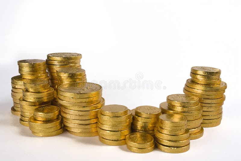Stacks of Gold Chocolate Coins Stock Image - Image of chocolate ...