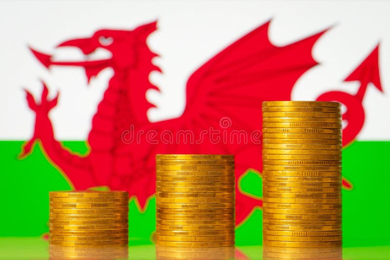 Money Stacks in Front of Flag of Wales Stock Image - Image of britain ...