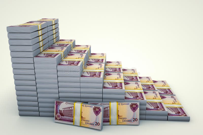 Money Stacks Graph. 20 Kuwaiti Dinars Stock Illustration - Illustration ...