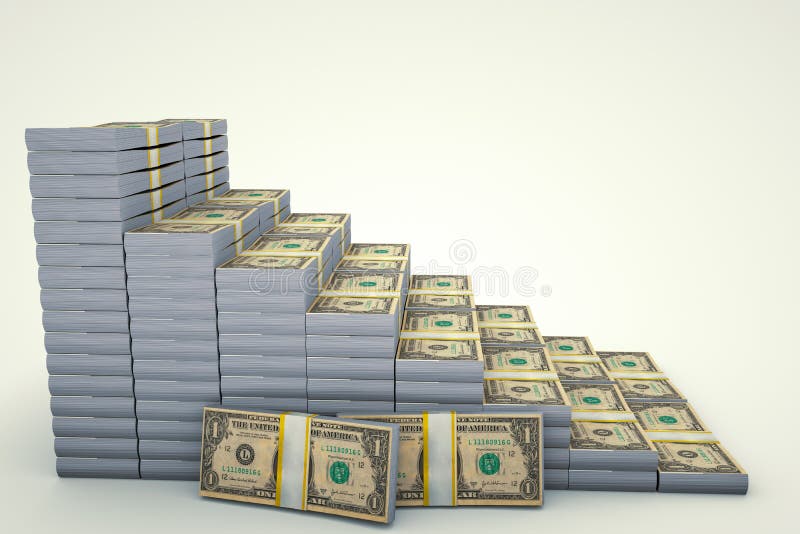 Money Stacks Graph. One Dollar Stock Illustration - Illustration of ...