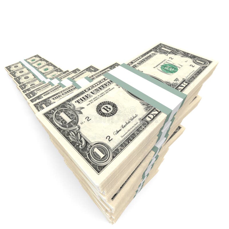 Money Stacks Graph. One Dollar Stock Illustration - Illustration of ...