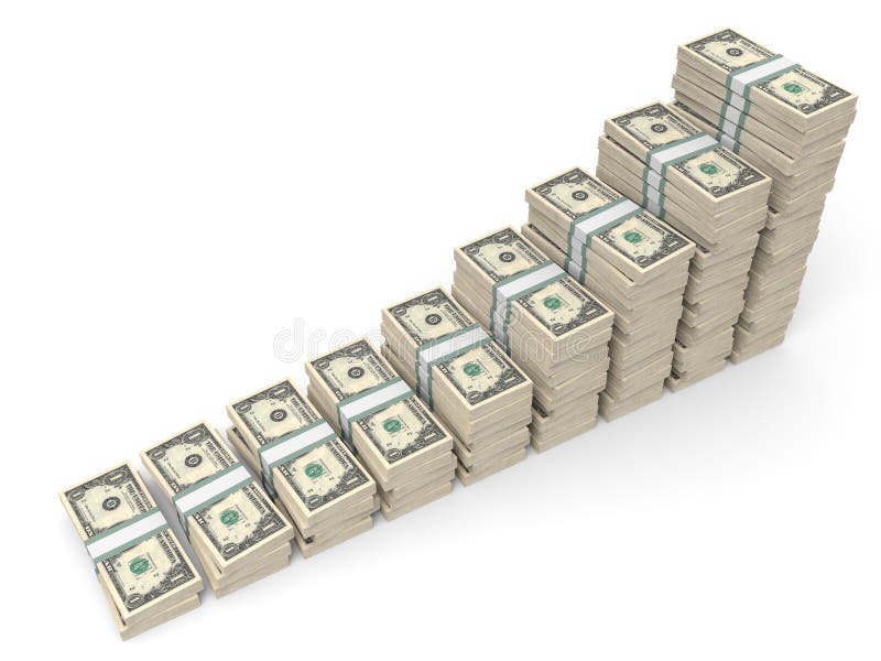 Money Stacks Graph. One Dollar Stock Illustration - Illustration of ...
