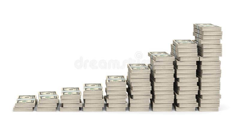 Money Stacks Graph. One Dollar Stock Illustration - Illustration of ...
