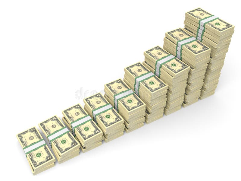 Money Stacks Graph. Two Dollars Stock Illustration - Illustration of ...