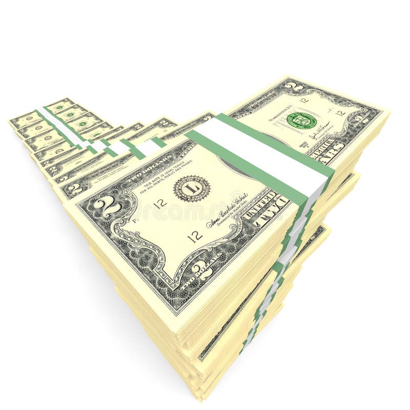 Money Stacks Graph. Two Dollars Stock Illustration - Illustration of ...