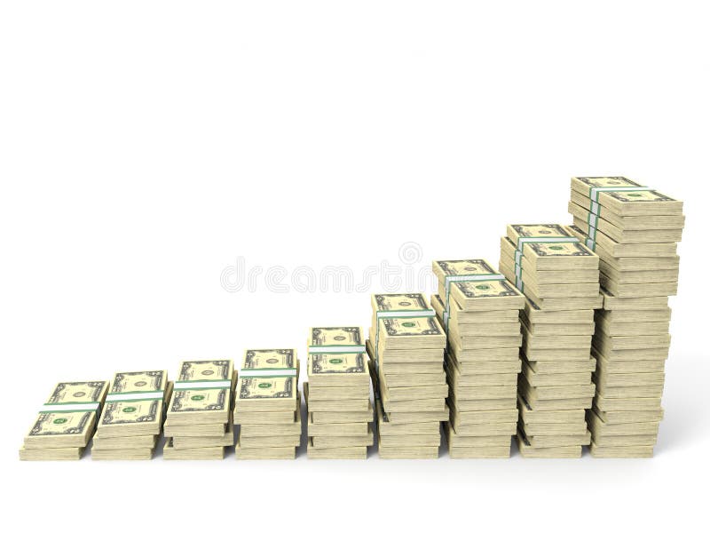 Money Stacks Graph. Two Dollars. Stock Illustration - Illustration of ...