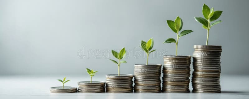 Money Stacks Increase in Height from Left To Right, with Small Green ...