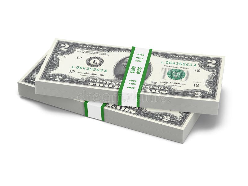Money Stacks of Two Dollar Bills $2 Bill Stacks Currency Cash Artwork ...