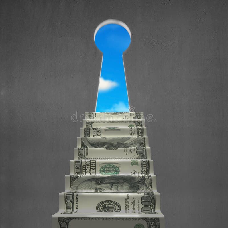 Money Stairs with Key Shape Hole on Top Stock Image - Image of concept ...