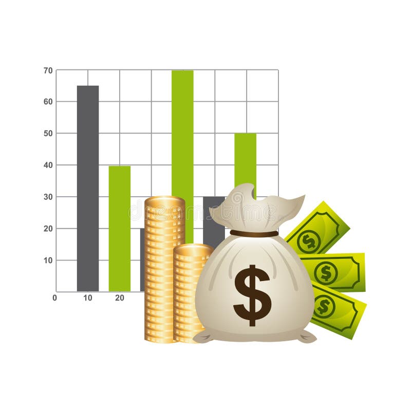 Bag Money with Statistics Isolated Icon Design Stock Illustration ...
