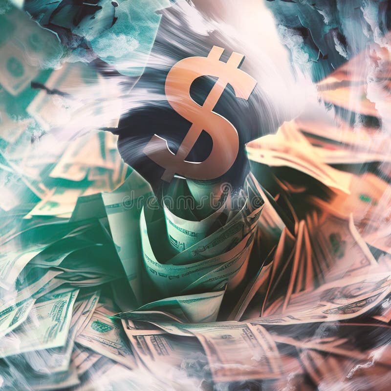 Money Swirl. Money Goes Down the Drain Stock Illustration ...
