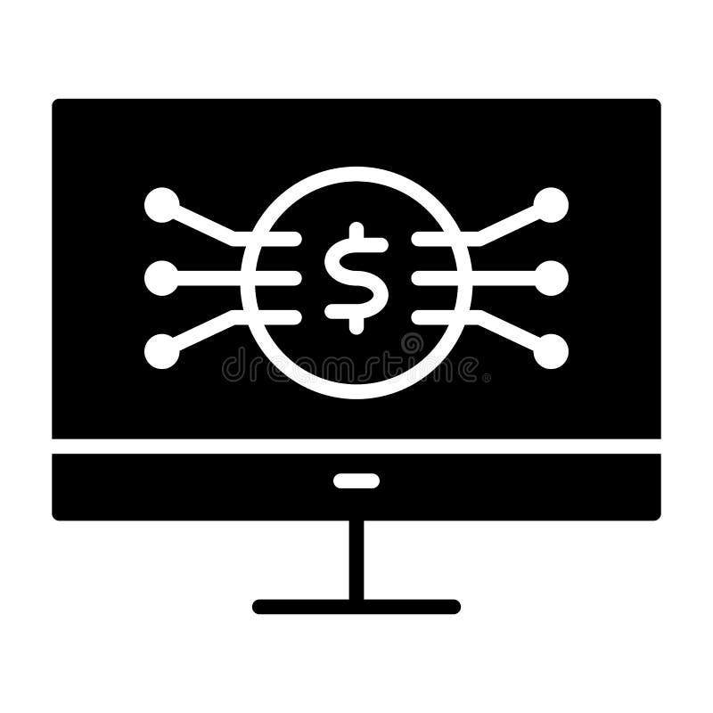 Money Symbol on Computer Screen Icon. Vector Simple Minimal 96x96 ...