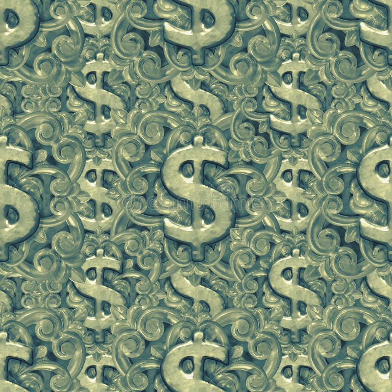 Money Symbol Ornate Seamless Pattern Stock Illustration - Illustration ...