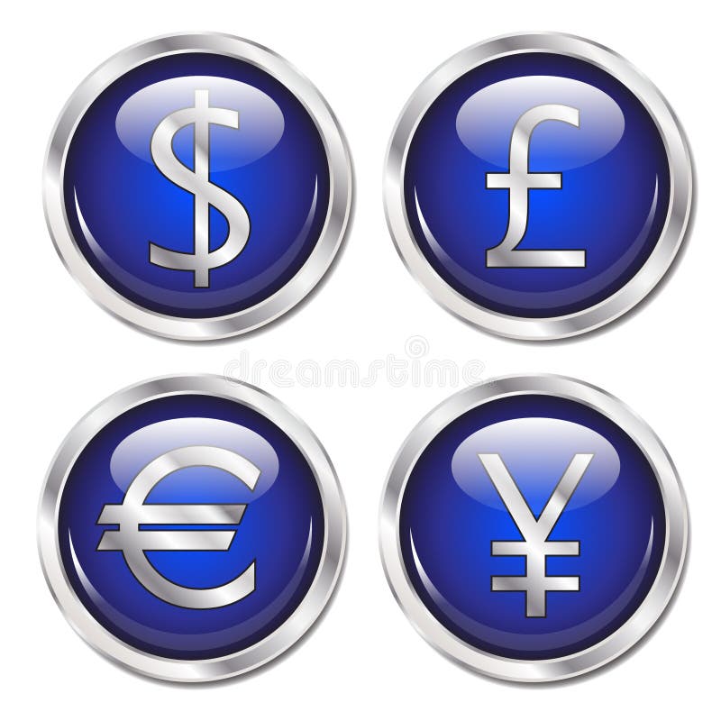 Money Symbol Web Buttons Blue Stock Vector - Illustration of cash ...