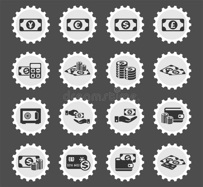 Money symbols icon set stock vector. Illustration of safe - 128425085