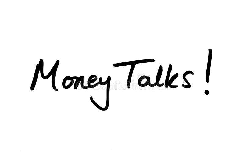 Money Talks Inscription. Handwritten Lettering Illustration. Black ...