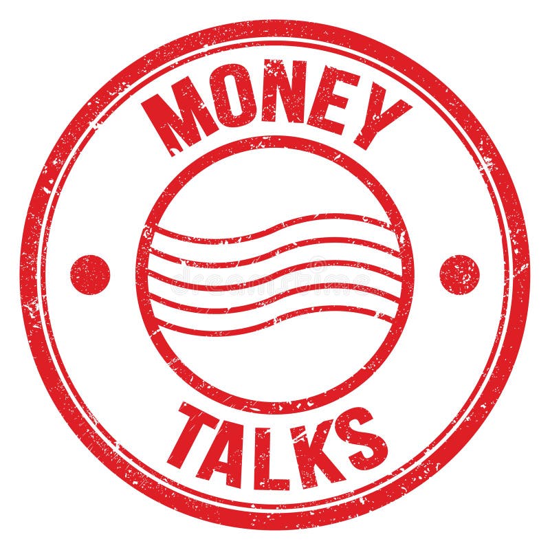 MONEY TALKS Text on Red Round Postal Stamp Sign Stock Illustration ...