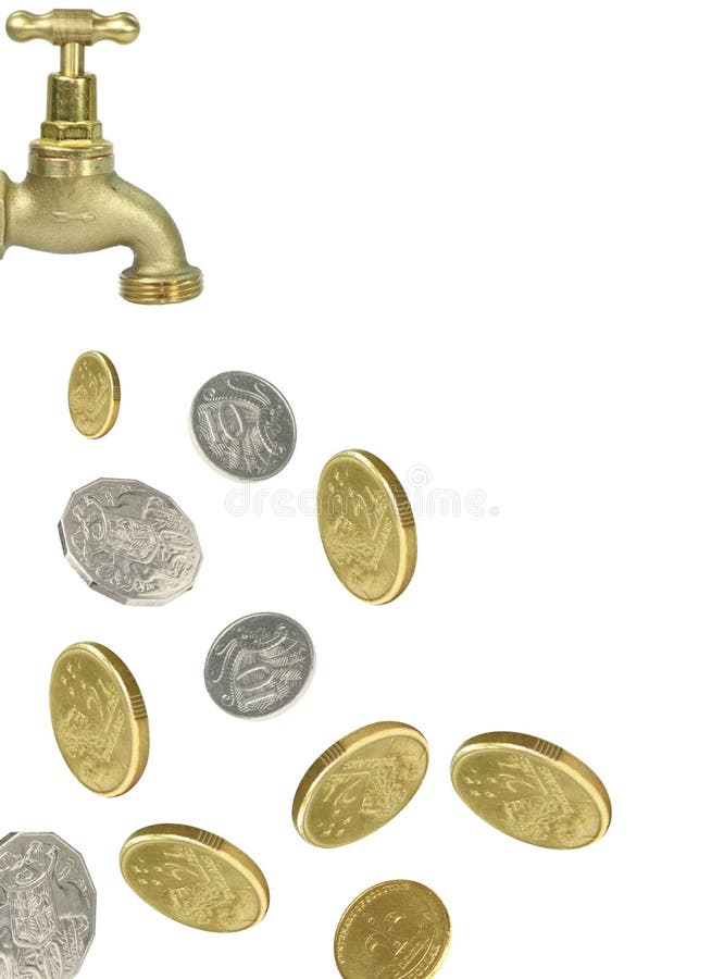 Money or Coins Tap Coins with a Brass Tap Stock Photo - Image of ...