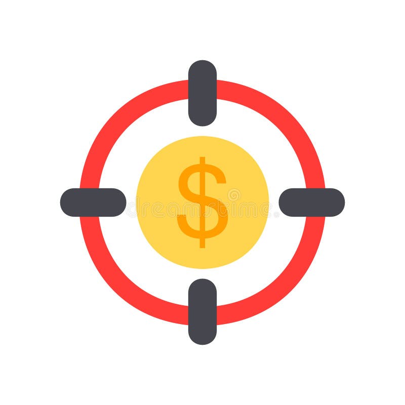 Money Target Icon in Flat Style about Marketing and Growth for Any ...