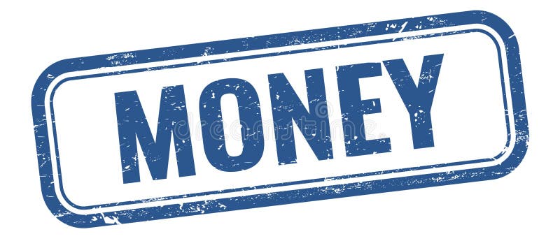 MONEY Text on Blue Grungy Vintage Stamp Stock Illustration ...