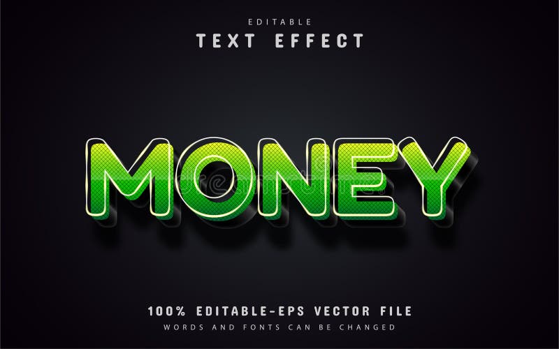 Money Text, 3d Green Gradient Text Effect Stock Vector - Illustration ...