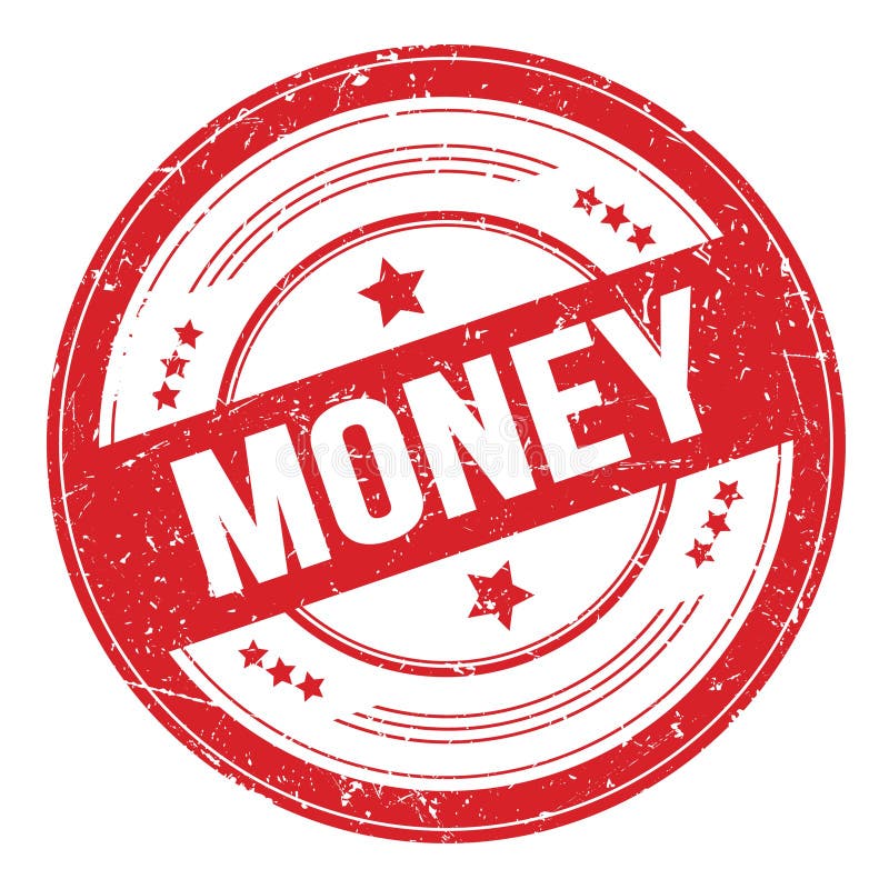 MONEY Text on Red Round Grungy Stamp Stock Illustration - Illustration ...