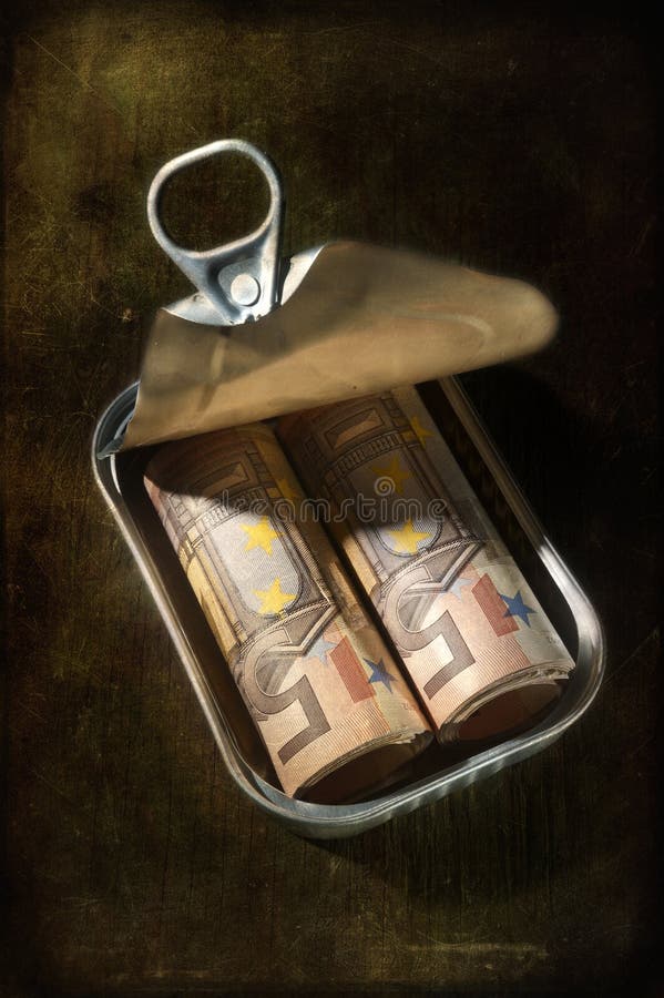 Money in a tin can. stock image. Image of hungry, composition - 29090369