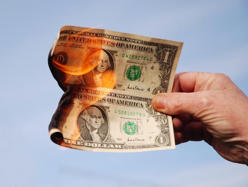 Money To Burn. stock photo. Image of burning, hand, flames - 14267646