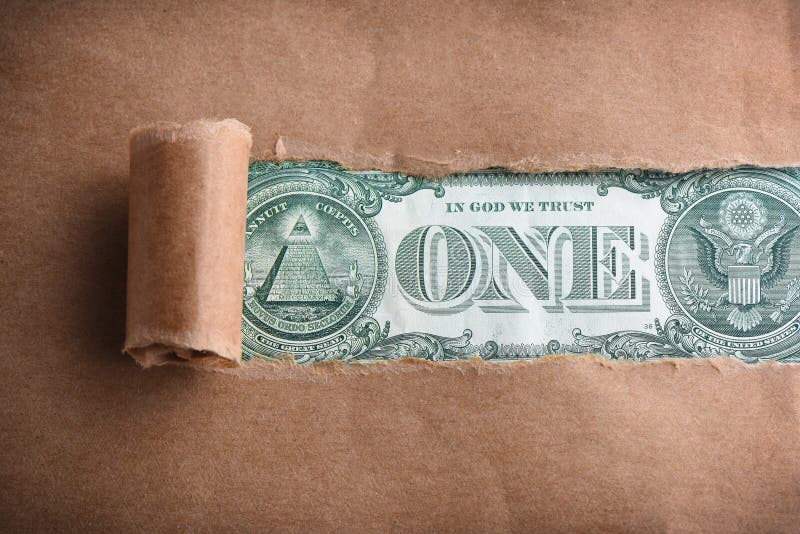 Money through torn paper stock photo. Image of benjamin - 71870946