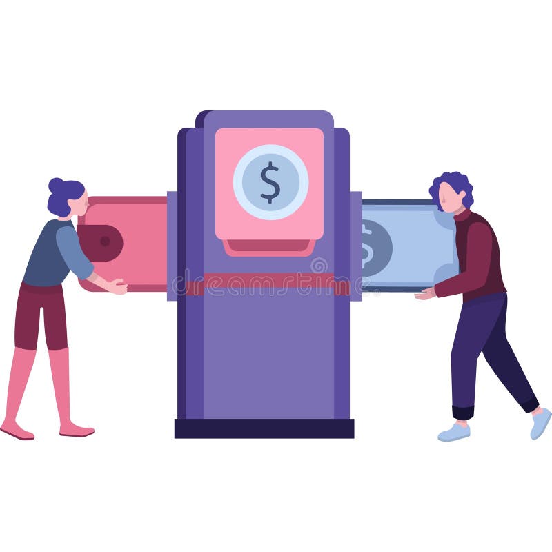 Money Transaction Icon People Using Atm Service Stock Vector ...