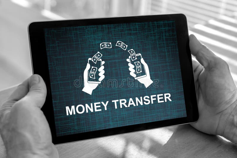 Money Transfer Concept on a Tablet Stock Image - Image of concept ...