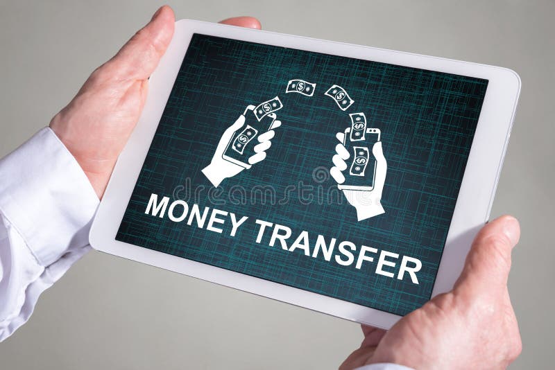 Money Transfer Concept on a Tablet Stock Photo - Image of symbol ...