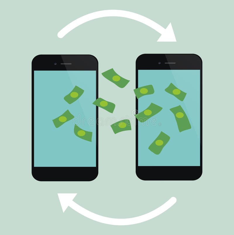 Money Transfer Process on Mobile Phones Stock Vector - Illustration of ...