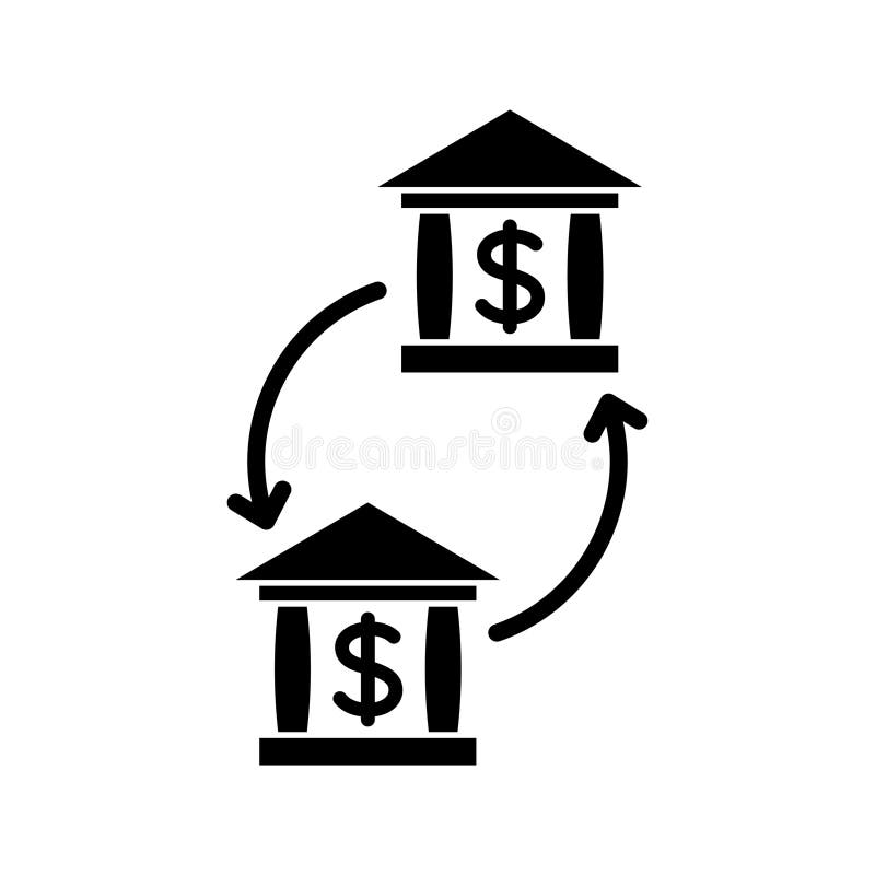 Money Transfer between Two Banks. Financial Transaction Cycle Stock ...
