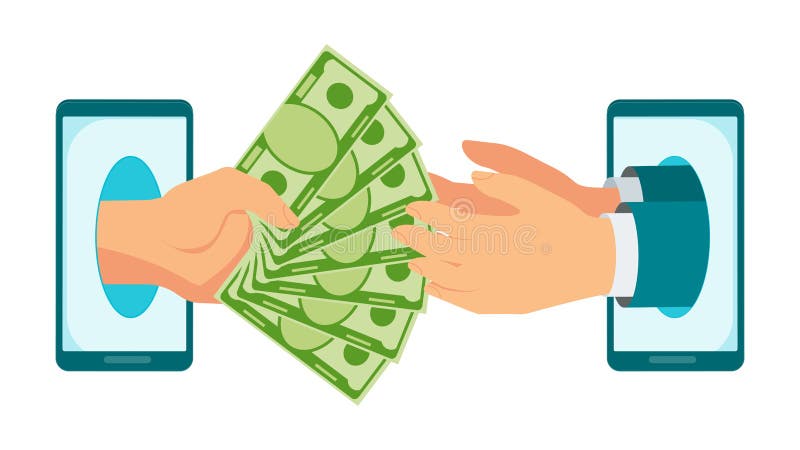 Money Transfer Using Mobile Device, Computer and Smart Phone Stock ...