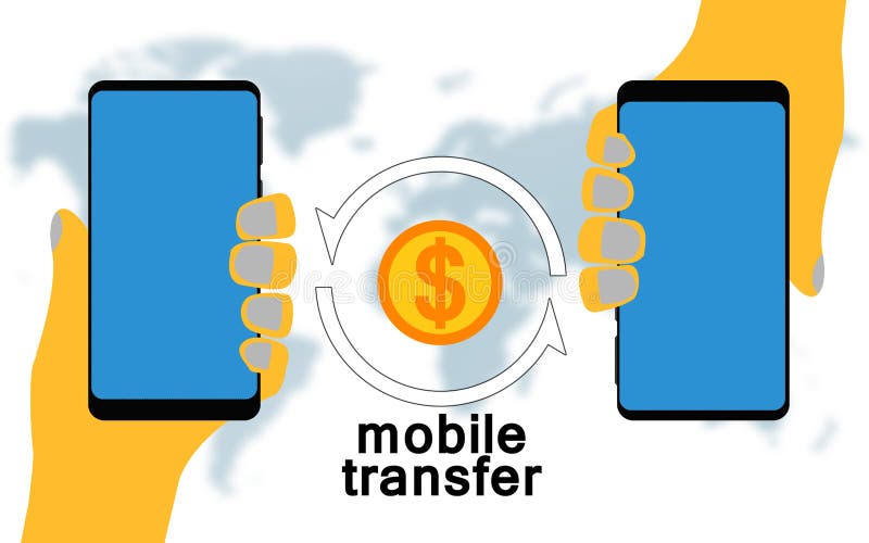 Money Transfer Using Mobile Device Stock Illustration - Illustration of ...